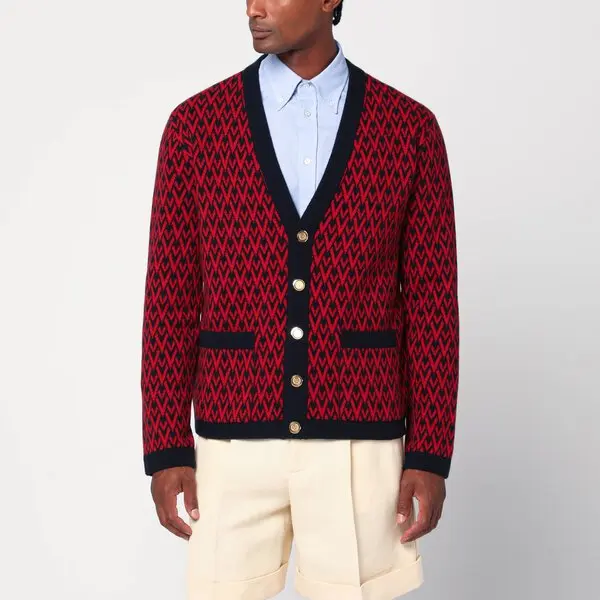 Valentino Garavani Jacquard Patterned Cardigan - Blue