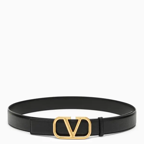Valentino Garavani Vlogo Leather Belt - Black
