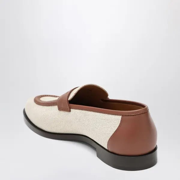 Loro Piana Sergio Loafers In Canvas And Leather - Beige
