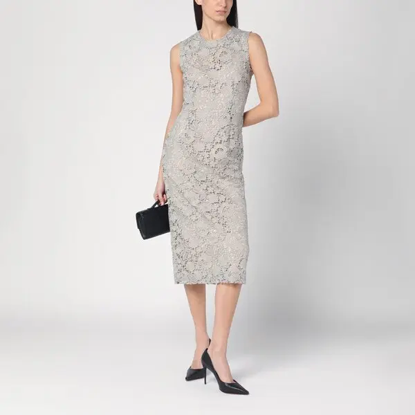 P.a.r.o.s.h Lace Midi Dress - Grey