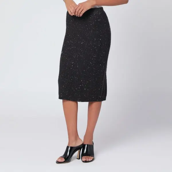 Bottega Veneta Ribbed English Wool Pencil Skirt - Brown