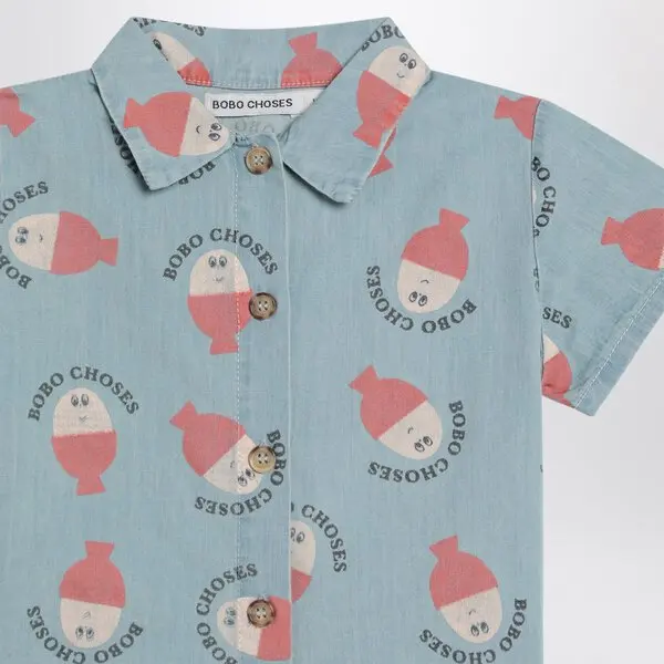 BOBO CHOSES Morning Egg Denim Shirt - Light Blue
