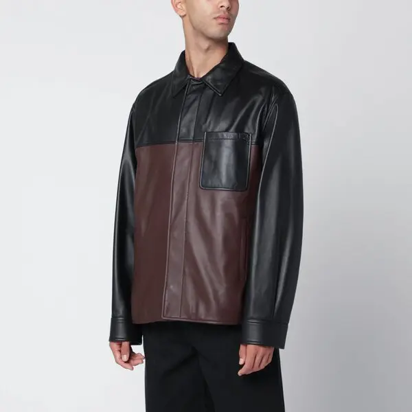 Loewe Burgundy Leather Overshirt - Black
