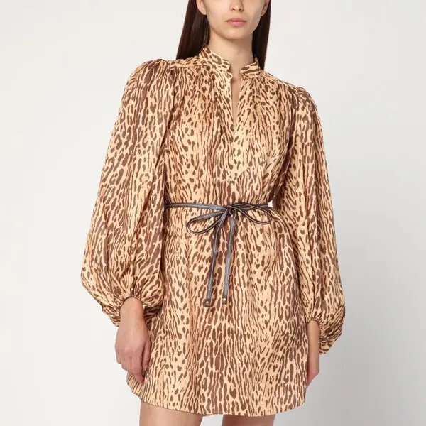 Zimmermann Leopard Print Linen Mini Dress