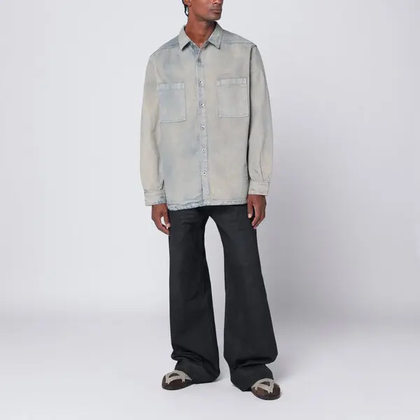 Rick Owens Jumbo Shirt In Pearl Vintage Denim