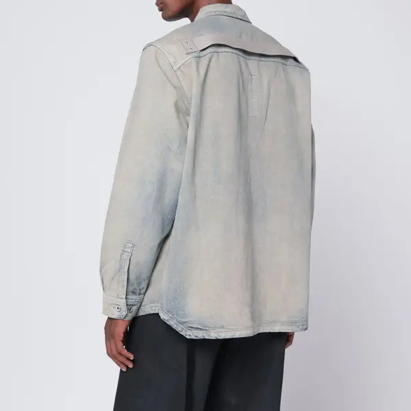 Rick Owens Jumbo Shirt In Pearl Vintage Denim