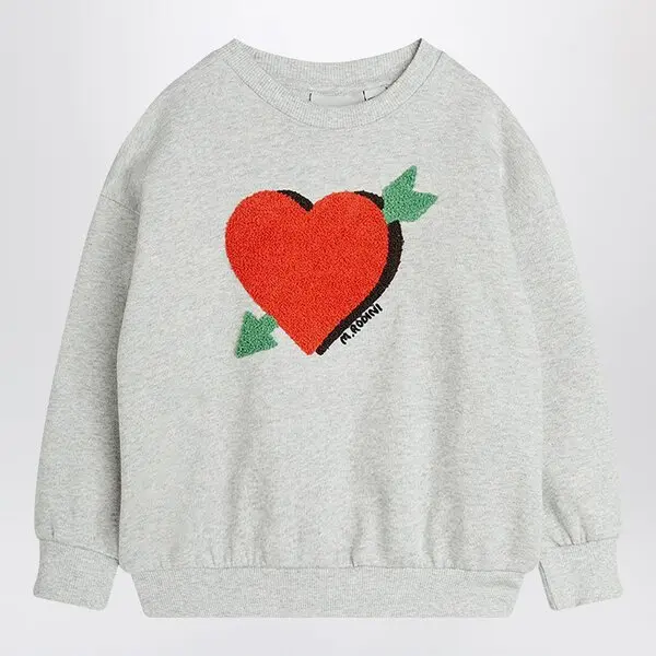 MINI RODINI Crew Neck Sweatshirt With Velour Heart And Arrow