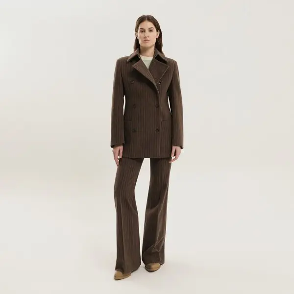 1989 STUDIO Striped Double-breasted Cotton Blazer - Brown