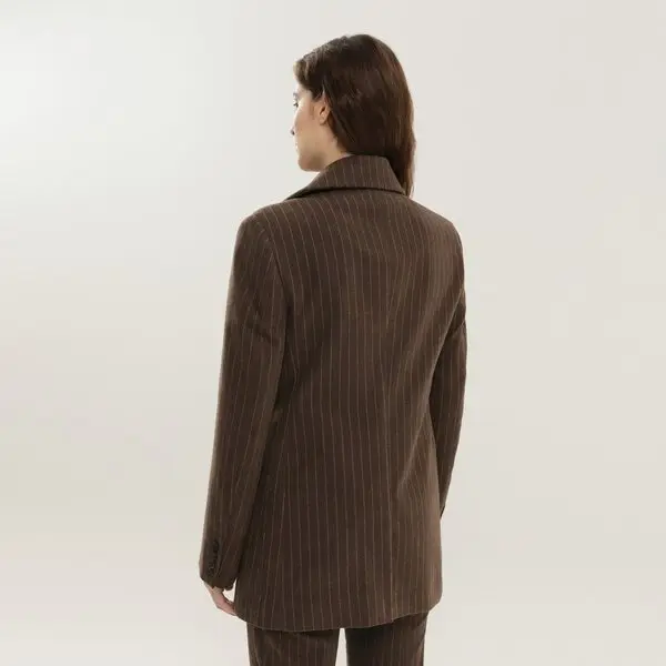 1989 STUDIO Striped Double-breasted Cotton Blazer - Brown