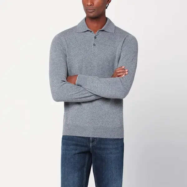 Brunello Cucinelli Gray Polo In Cashmere - Grey