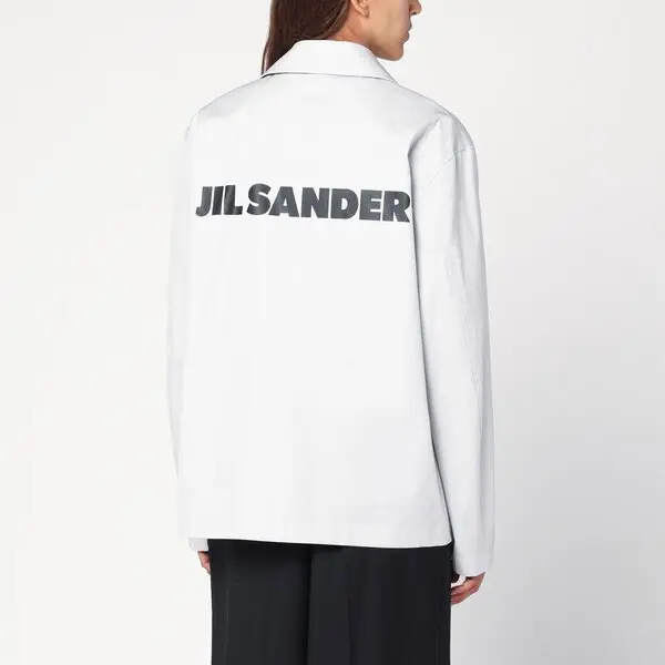 JIL SANDER Cotton Taffeta Shirt Jacket With Logo - Grey