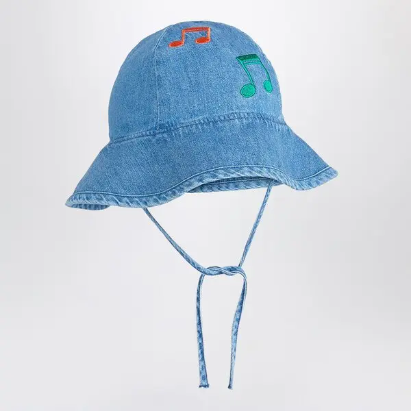 MINI RODINI Musical Note Denim Fisherman Hat - Blue