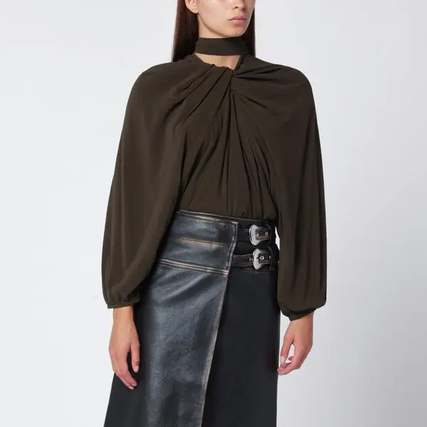 NAMACHEKO Draped Silk Top