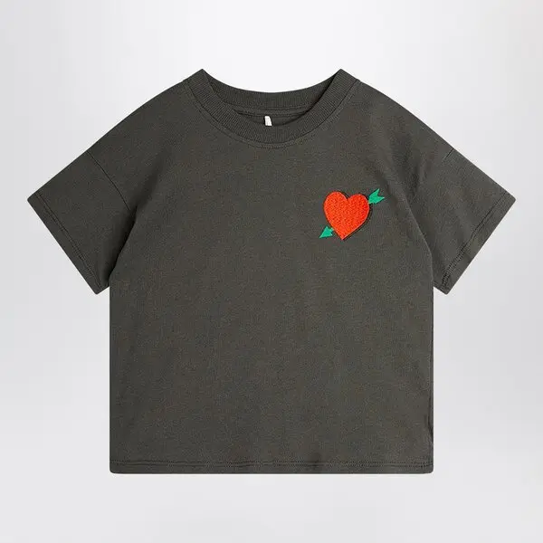 MINI RODINI Faded T-shirt With Embroidery - Black