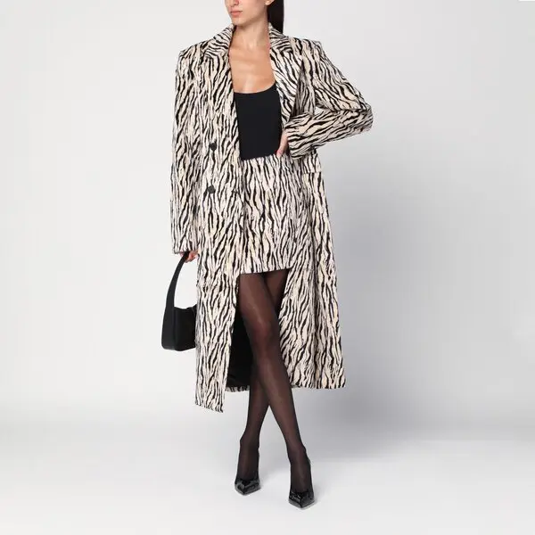 ROTATE BY BIRGER CHRISTENSEN Printed Faux Fur Mini Skirt - White