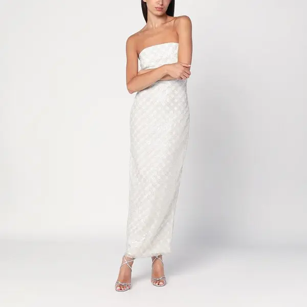 ROTATE BY BIRGER CHRISTENSEN Sequined Maxi Tube Dress - White