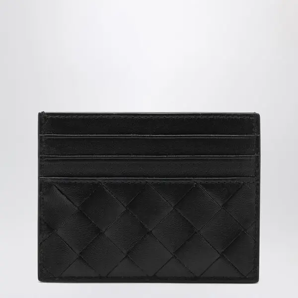 Bottega Veneta Card Holder In Intrecciato - Black