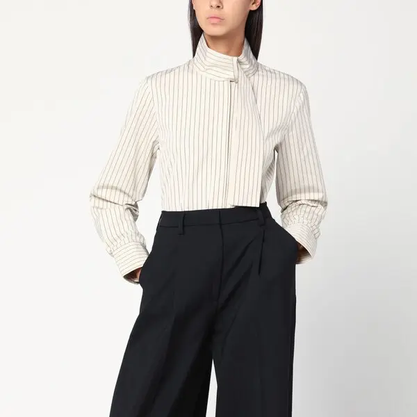 PATOU Striped Shirt With Scarf Collar - White