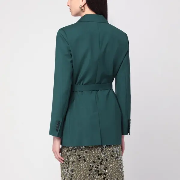 Max Mara Wool Canvas Jacket With Tie Belt - Green