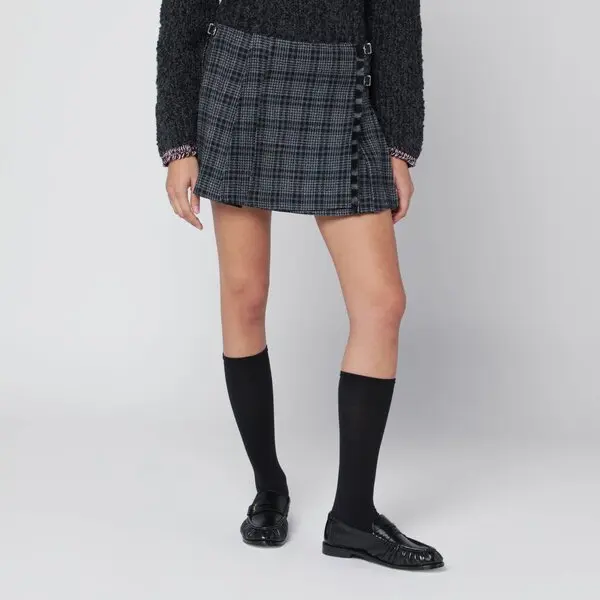 DURAZZI MILANO Checked Kilt Mini Skirt - Black