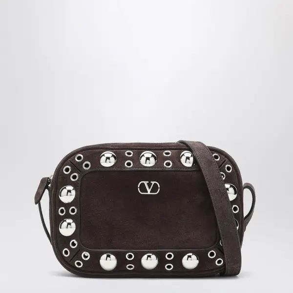 Valentino Garavani Nellcôte Suede Bag With Studs And Rivets - Brown