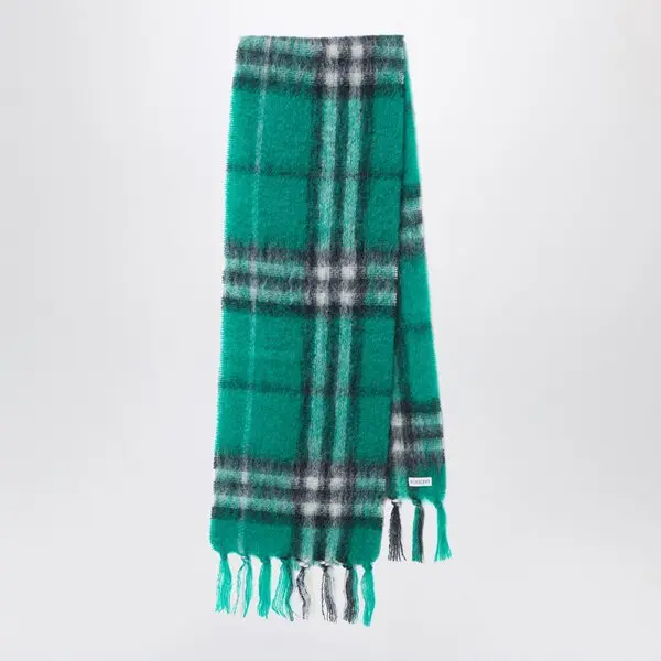 Burberry Check Wool And Mohair Scarf - Green