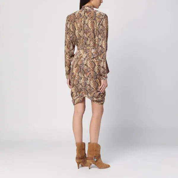 Isabel Marant Cleora Snake Print Dress - Beige - 75% Off | Editorialist