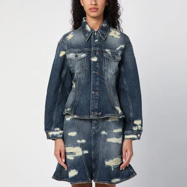 Marc Jacobs Washed Denim Trucker Jacket With Distressed Detail