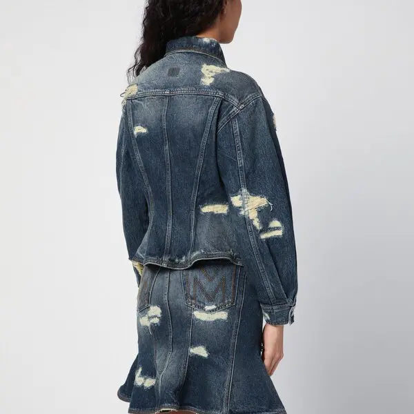 Marc Jacobs Washed Denim Trucker Jacket With Distressed Detail