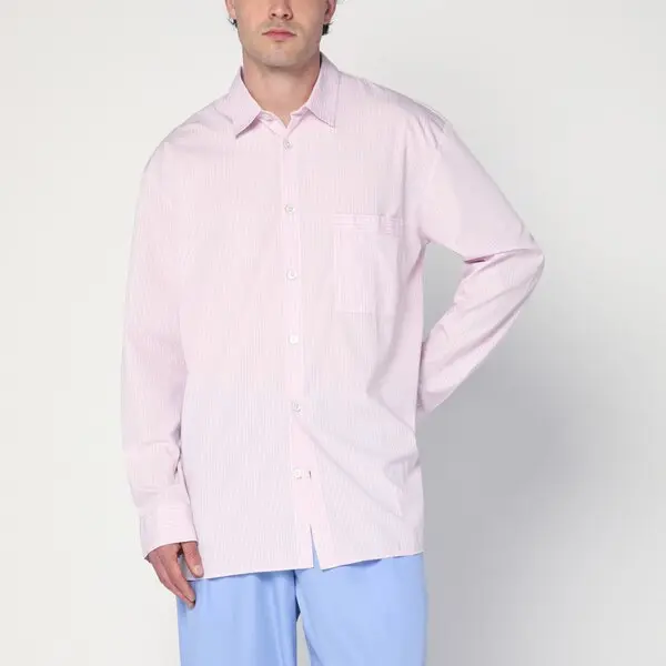 TEKLA Striped Pyjama Shirt - Pink