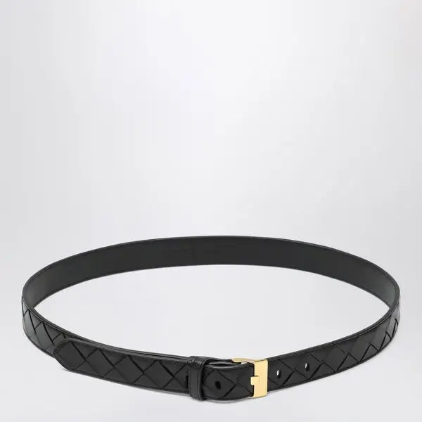 Bottega Veneta Intrecciato Leather Belt - Black