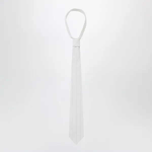 1989 STUDIO Striped Poplin Tie - White