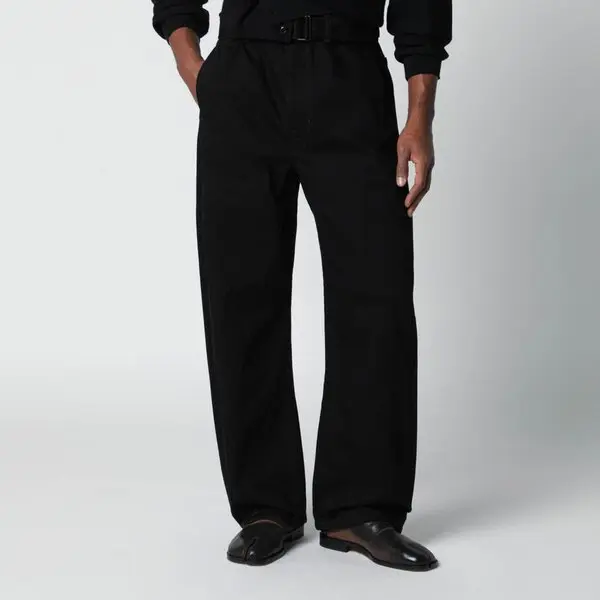 LEMAIRE Cotton Denim Trousers With Belt - Black