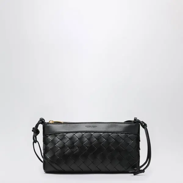 Bottega Veneta Double Patch Leather And Intrecciato Bag - Black