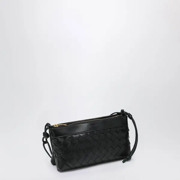 Bottega Veneta Double Patch Leather And Intrecciato Bag - Black