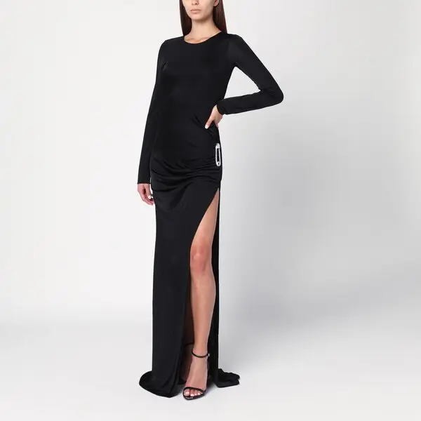 Giuseppe Di Morabito Long Dress With Brooch Detail - Black