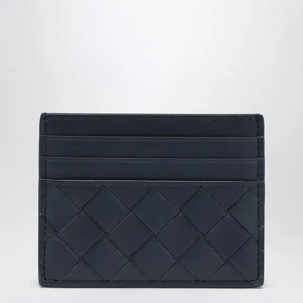 Bottega Veneta Card Holder Abyss/cypress In Intrecciato - Blue