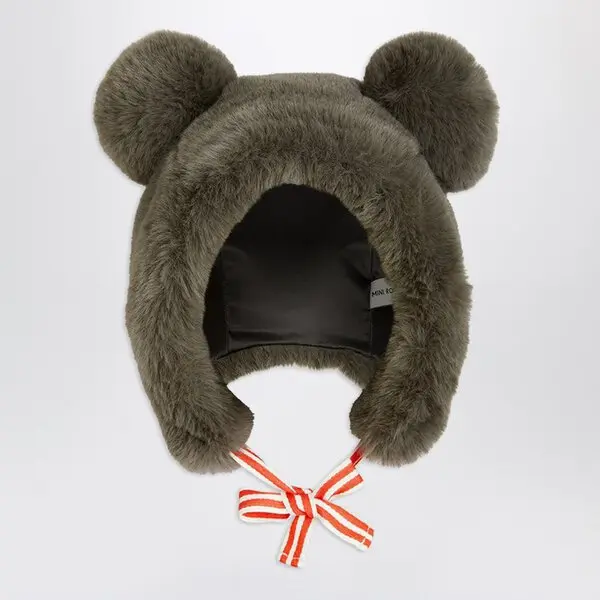 MINI RODINI Faux Fur Ear Hat - Grey