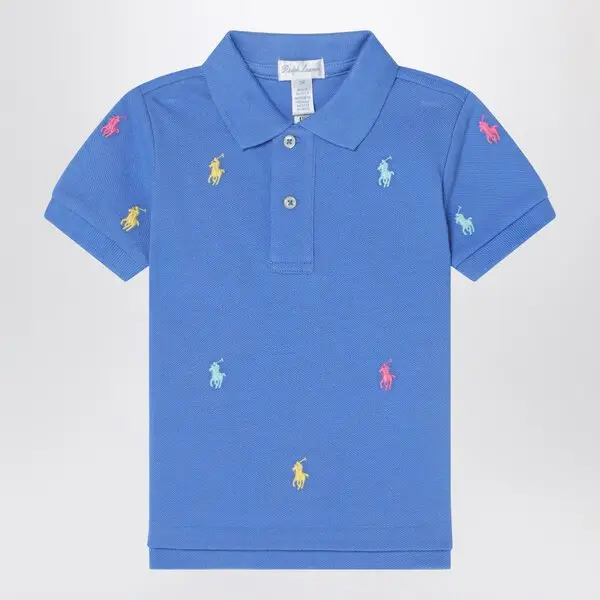 Polo Ralph Lauren Light Polo Shirt With Embroidered Logos - Blue