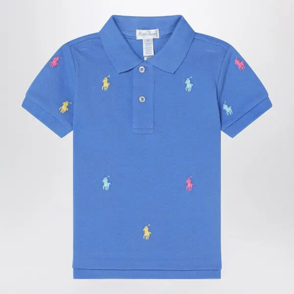Polo Ralph Lauren Light Polo Shirt With Embroidered Logos - Blue