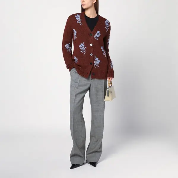 JIL SANDER Cardigan With Floral Inlay