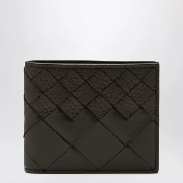 Bottega Veneta Fondente Color Bi-fold Wallet In Intrecciato - Brown