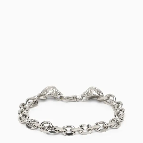 Emanuele Bicocchi Sterling Silver Skull Chain Bracelet - Metal