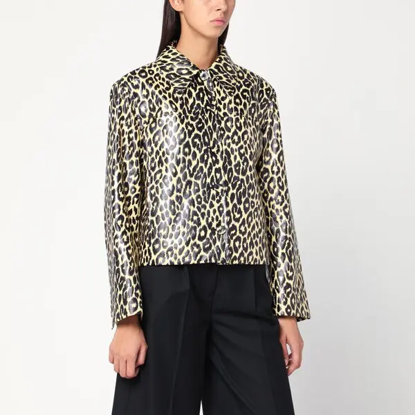 JIL SANDER Leopard Print Coated Fabric Jacket