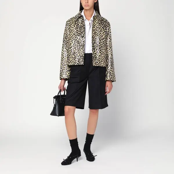 JIL SANDER Leopard Print Coated Fabric Jacket