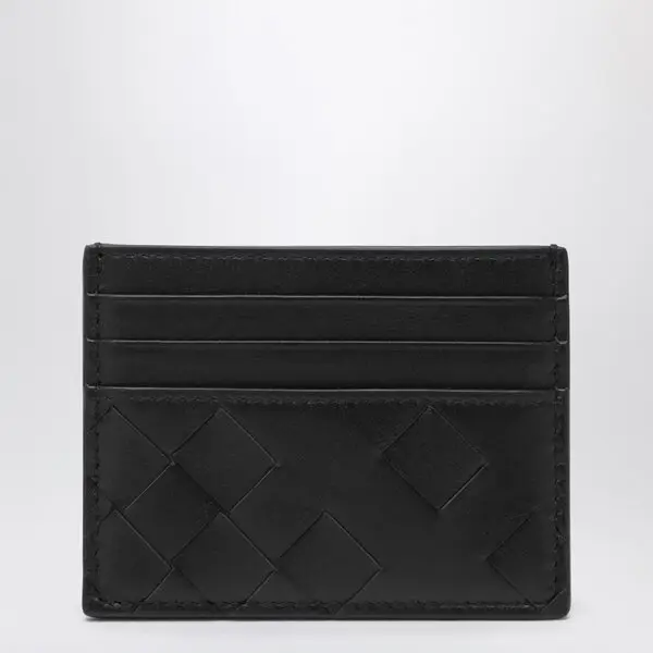 Bottega Veneta Card Holder In Intrecciato - Black