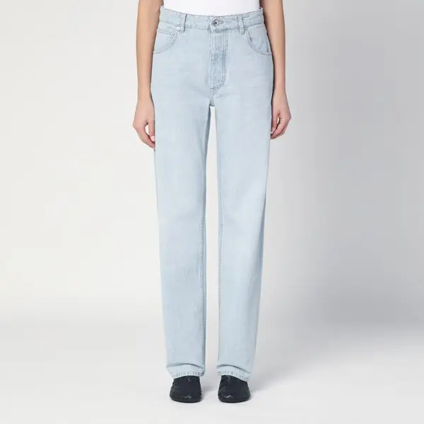 Bottega Veneta Light Denim Jeans With Intrecciato Patch