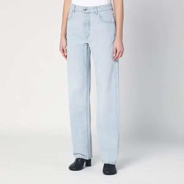 Bottega Veneta Light Denim Jeans With Intrecciato Patch