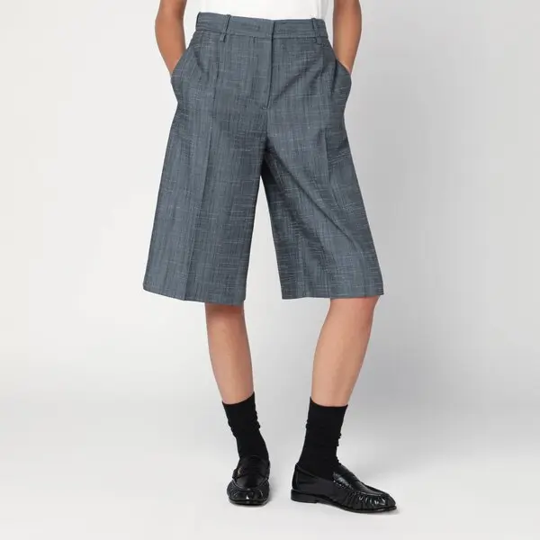 JIL SANDER Two-tone Wool Blend Bermuda Shorts - Grey