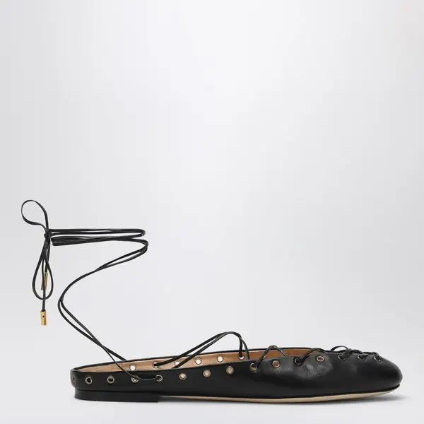 Chloé Leather Ghillie Ballerinas - Black